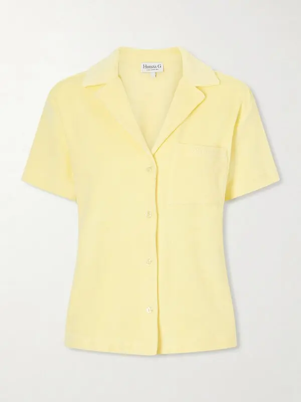 Hunza G Embroidered Cotton-terry Polo Shirt - Yellow