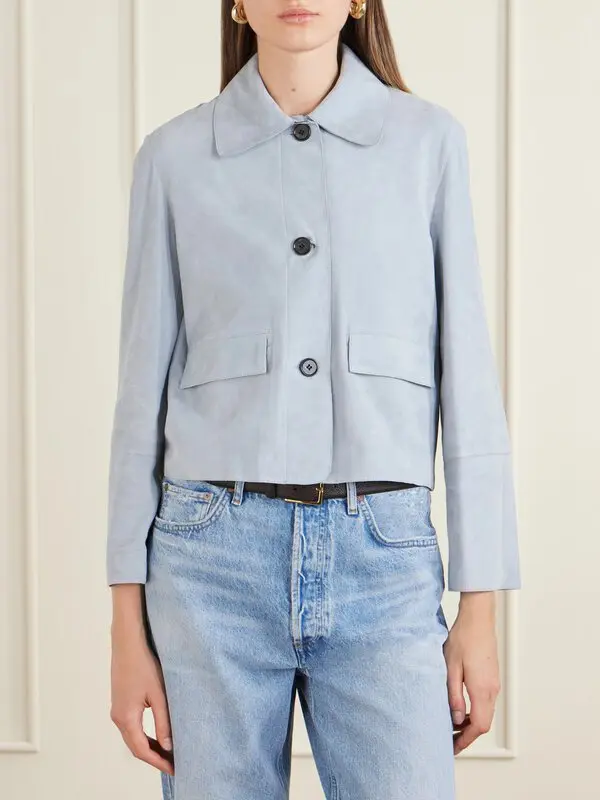 ARMA Cropped Suede Jacket - Blue