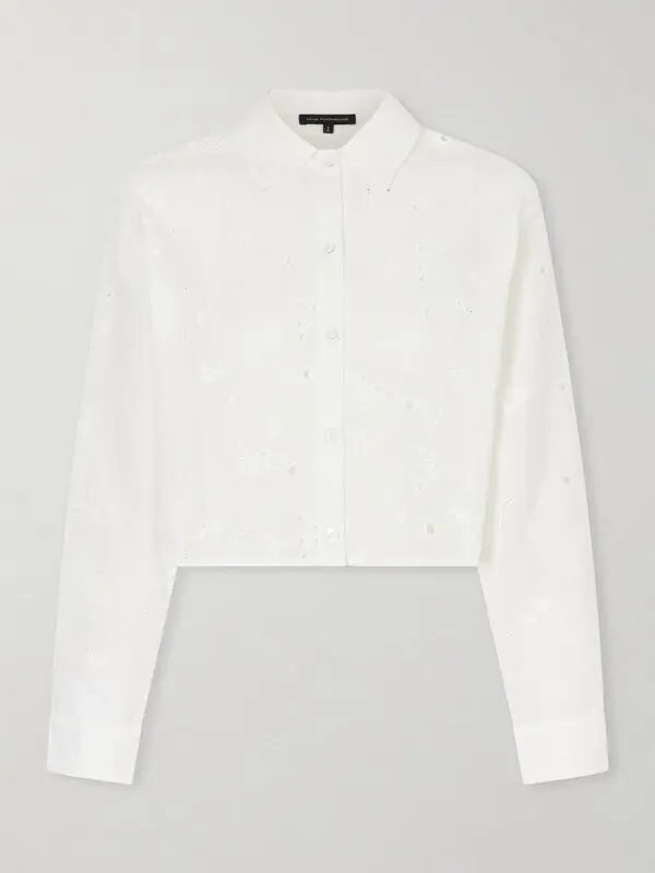 Kiki De Montparnasse Simone Cropped Broderie Anglaise Shirt - Neutrals