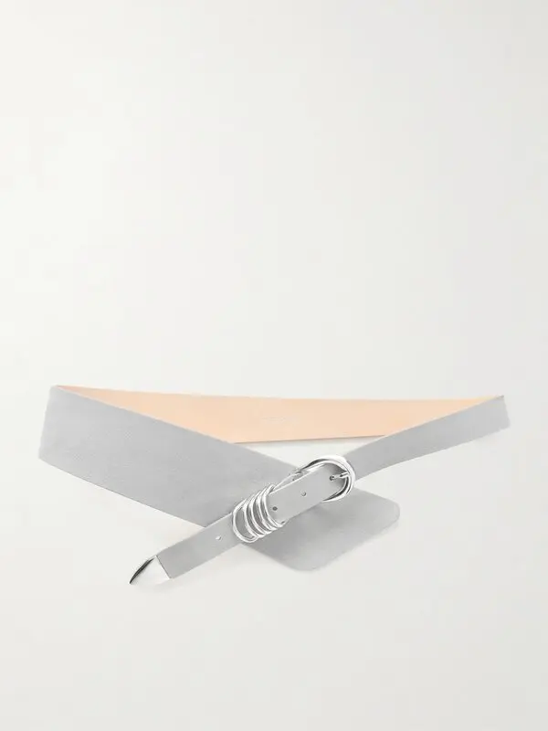 DEHANCHE Alcott Suede Belt With Silver-tone Buckle - Gray