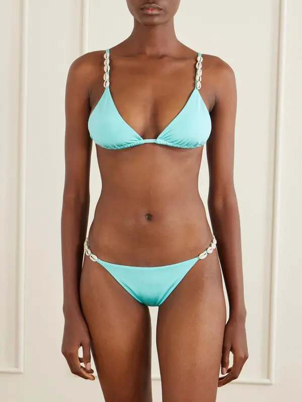 SARA CRISTINA Cowries Embellished Bikini - Blue