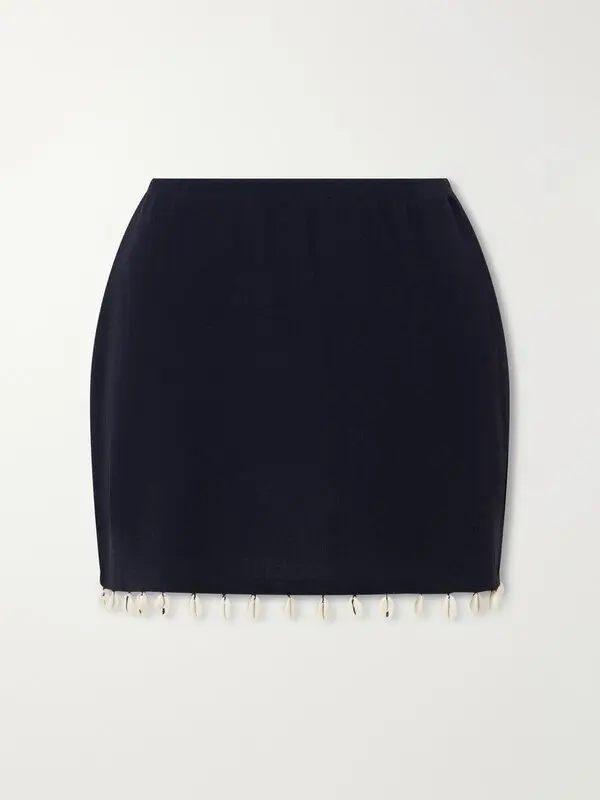 SARA CRISTINA Embellished Jersey Mini Skirt - Blue