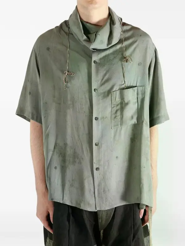 ZIGGY CHEN Distressed Cowl-neck Shirt