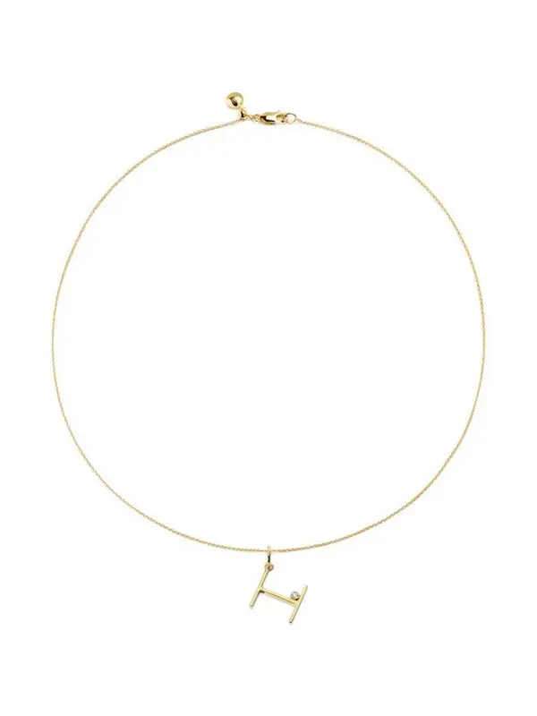 Monica Vinader Solitaire Diamond Initial H Pendant - Gold