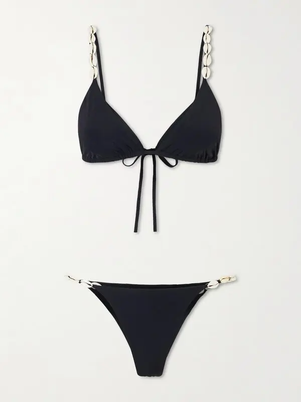 SARA CRISTINA Cowries Embellished Bikini - Black