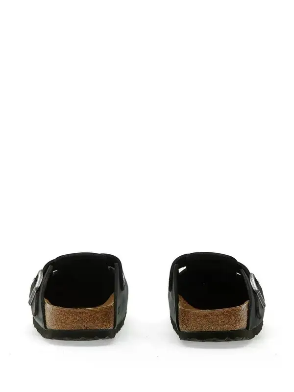 BIRKENSTOCK Boston Leather Flat Mules - Black