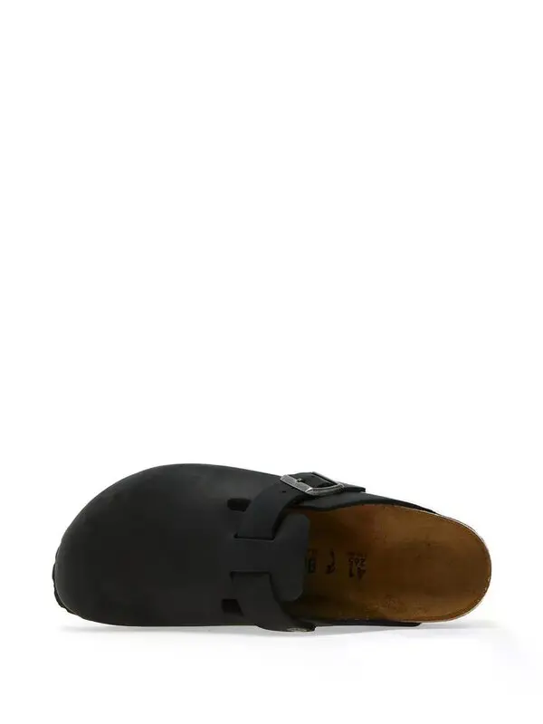 BIRKENSTOCK Boston Leather Flat Mules - Black