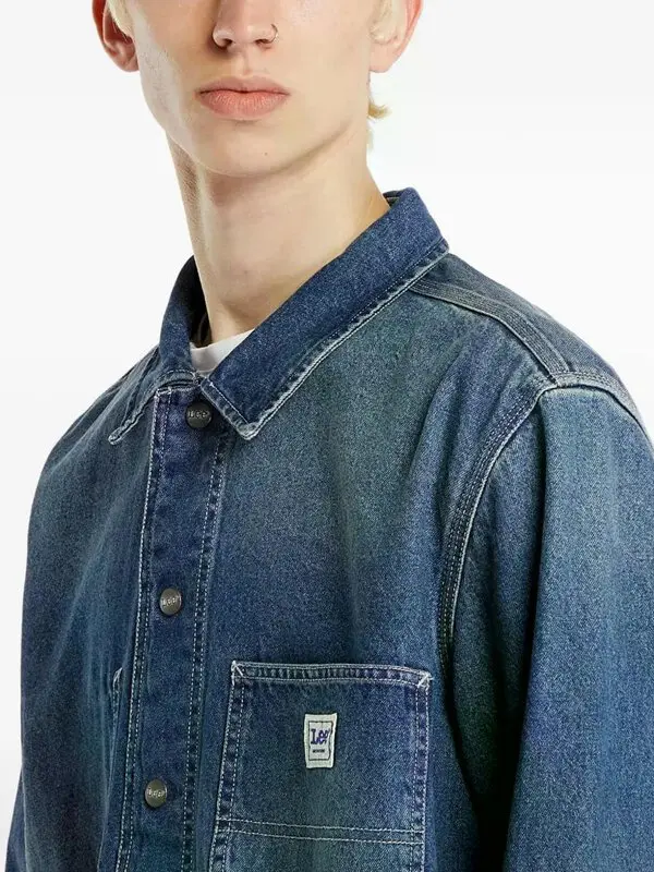 LEEM Faded-wash Denim Trucker Jacket