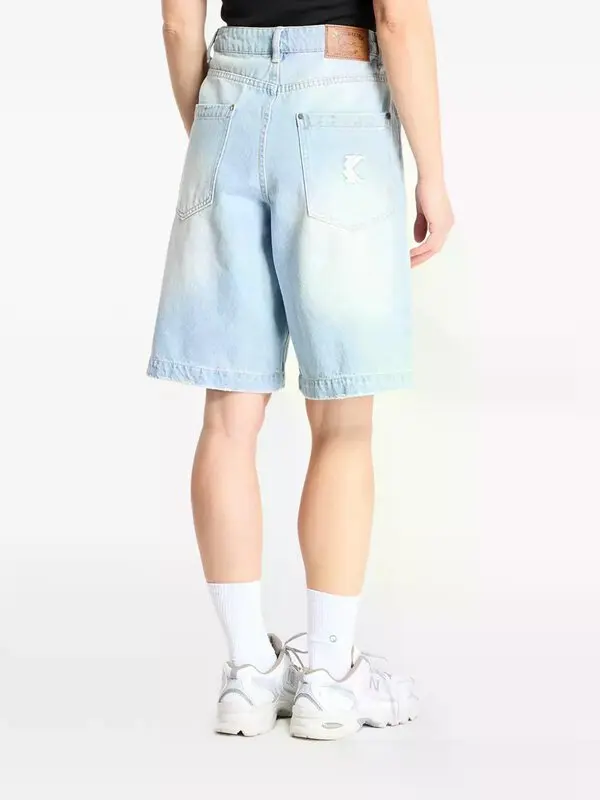 KARL KANI Faded-wash Denim Shorts
