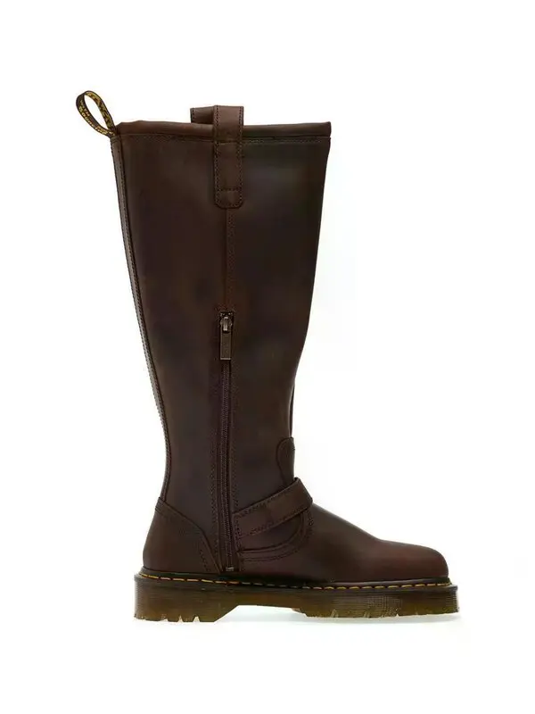 Dr. Martens Anistone Knee-high Leather Boots With Buckle Detail