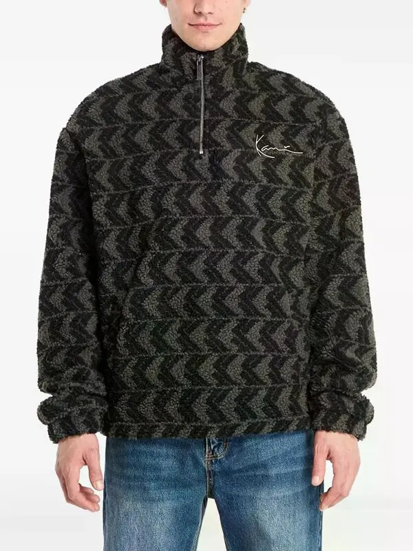 KARL KANI Chevron-pattern Fleece Sweater