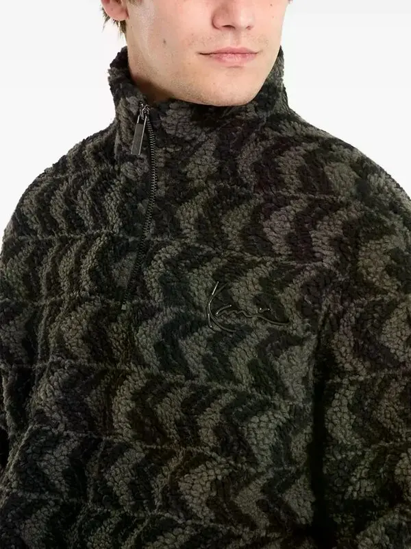 KARL KANI Chevron-pattern Fleece Sweater