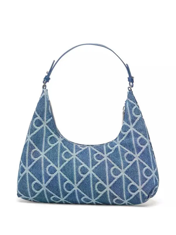 Calvin Klein Monogram Pattern Denim Shoulder Bag