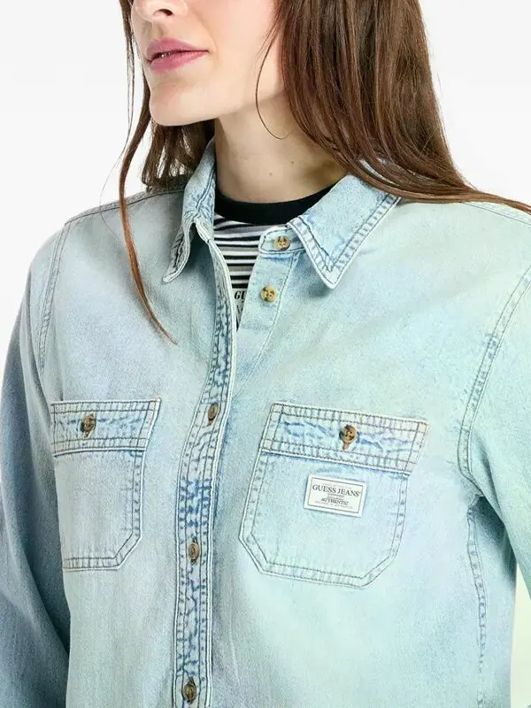 Guess Long Sleeve Button-up Shirt With Patches