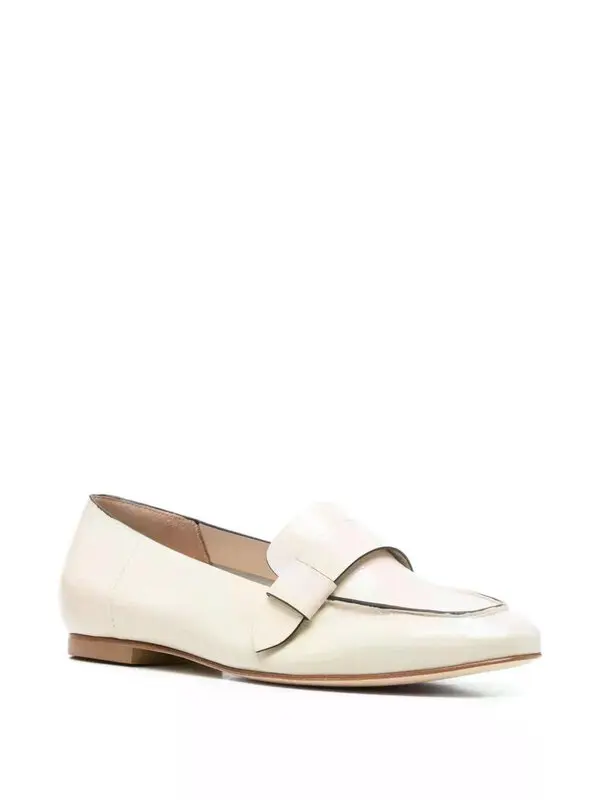 ANNA F. Patent-finish Almond-toe Loafers