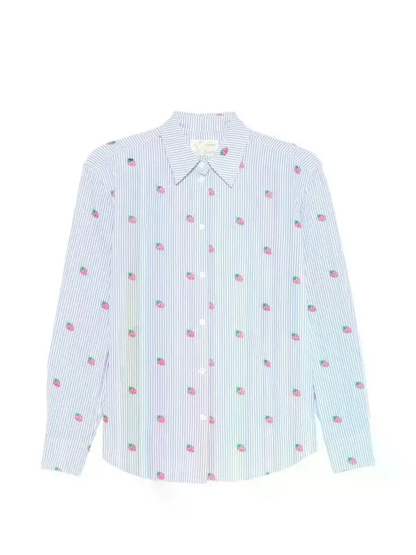 MC2 SAINT BARTH Strawberry-embroidered Striped Shirt