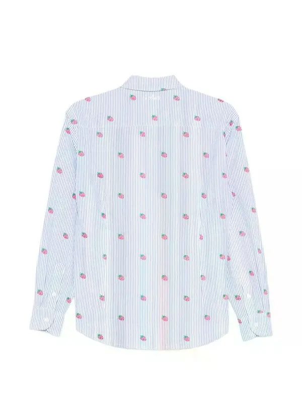 MC2 SAINT BARTH Strawberry-embroidered Striped Shirt