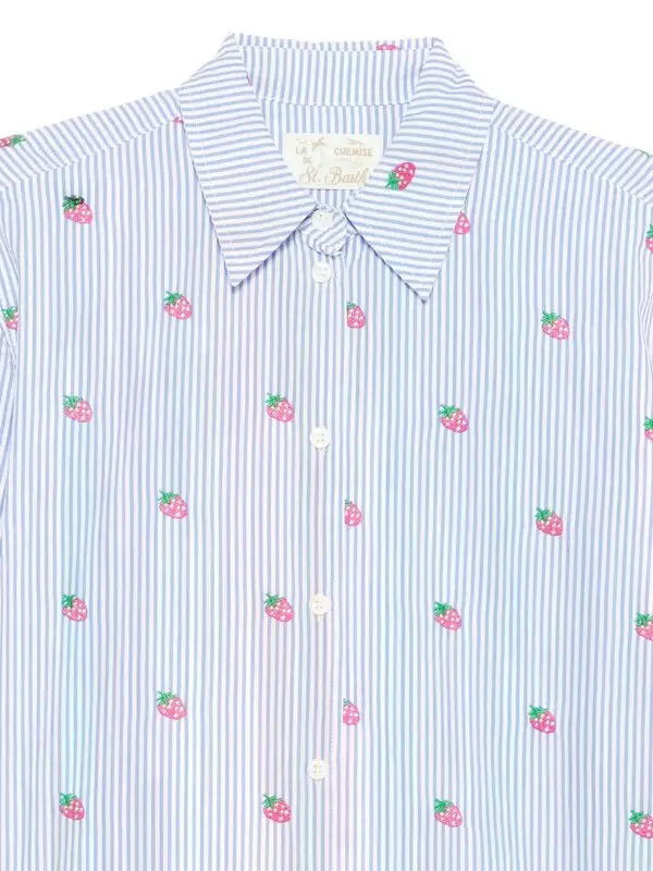 MC2 SAINT BARTH Strawberry-embroidered Striped Shirt