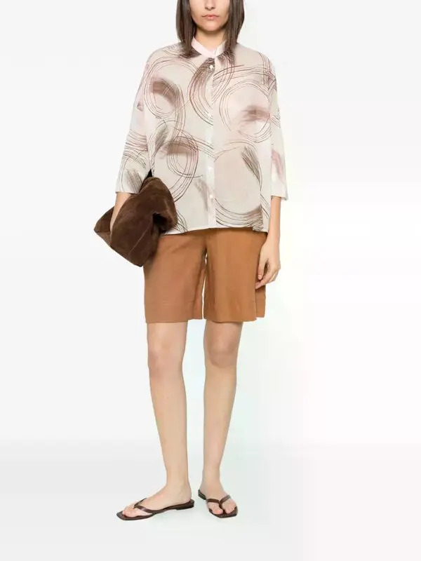 GRAN SASSO Elasticated-waistband Linen Shorts - Brown
