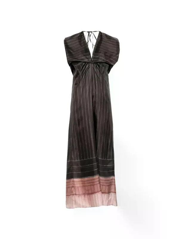 ALYSI Pinstripe-pattern Gathered Maxi Dress