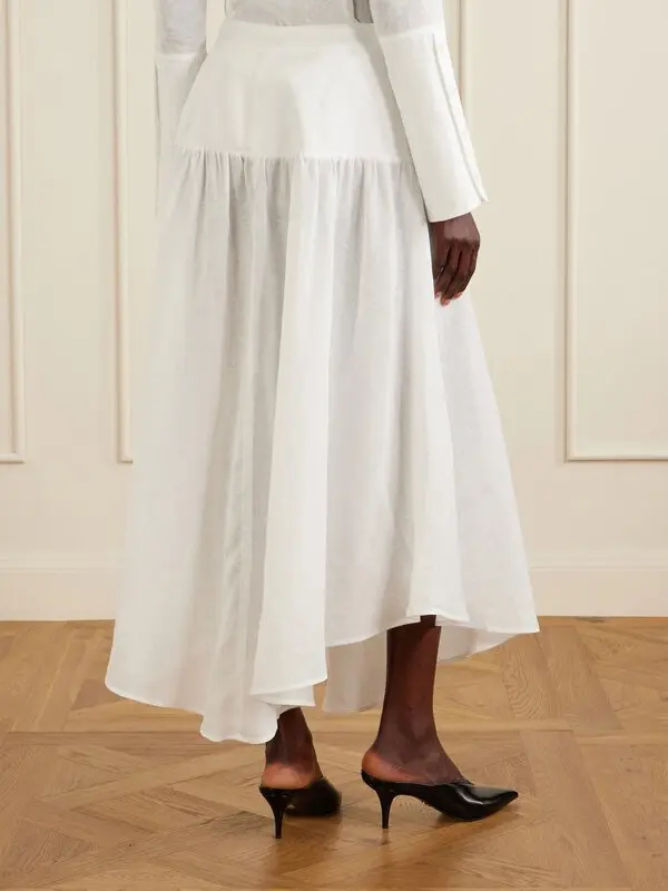 VIOLANTE NESSI Morocco Gathered Linen Maxi Skirt