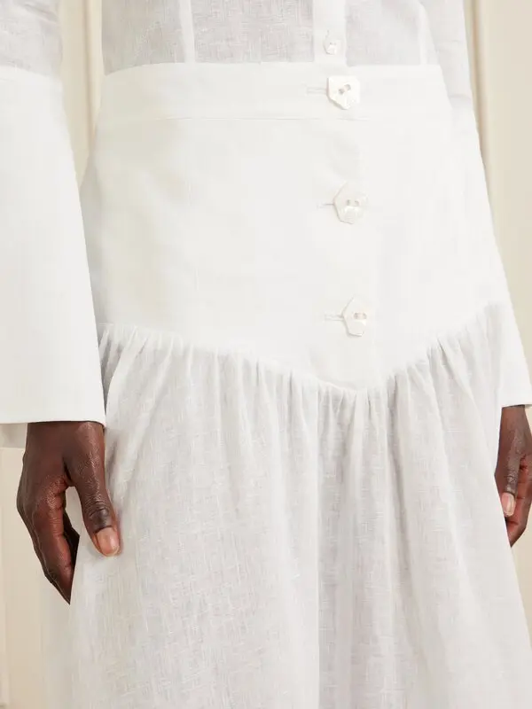 VIOLANTE NESSI Morocco Gathered Linen Maxi Skirt