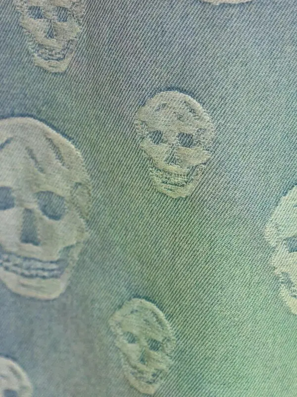 Alexander McQueen Monogrammed Skull Jacquard Denim Shorts