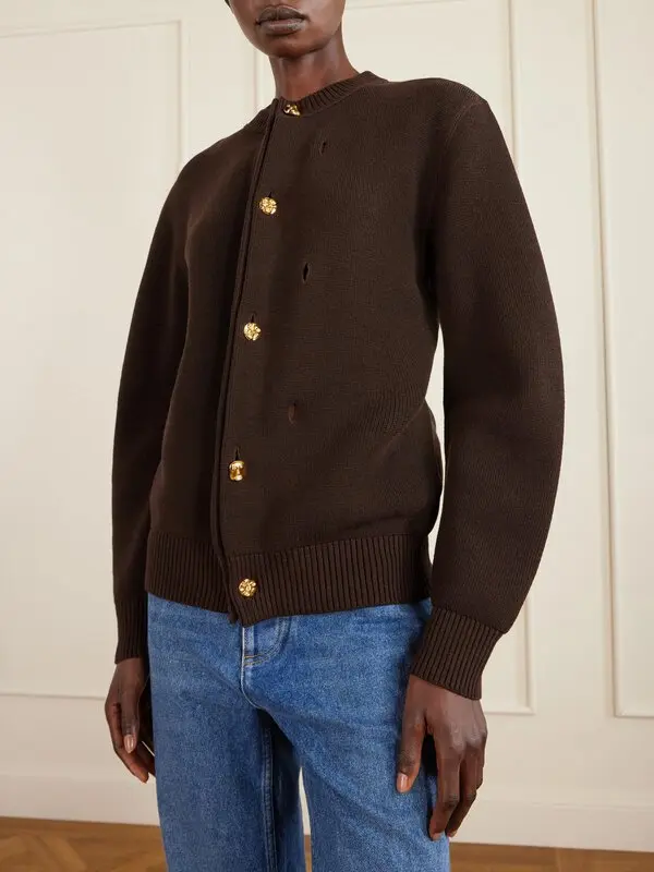 Bottega Veneta Wool Cardigan With Engraved Buttons