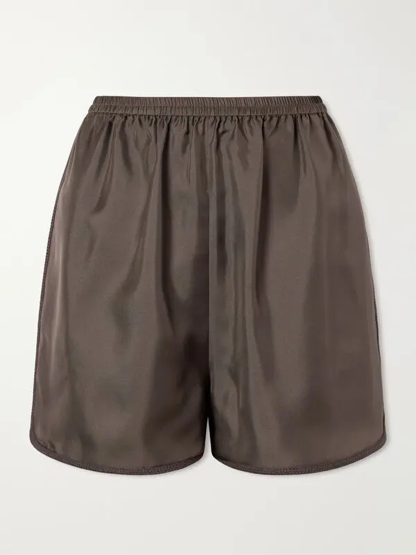 RÓHE Silk-satin Shorts - Brown