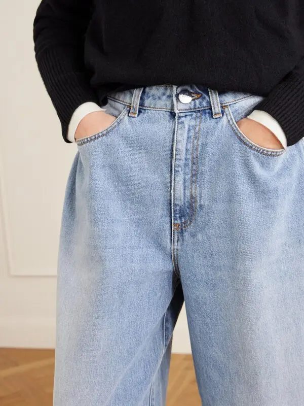 RÓHE High-rise Barrel-leg Jeans - Blue
