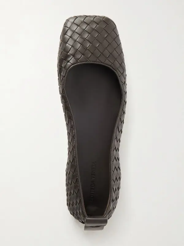Bottega Veneta Charlotte Intrecciato Leather Ballet Flats - Brown