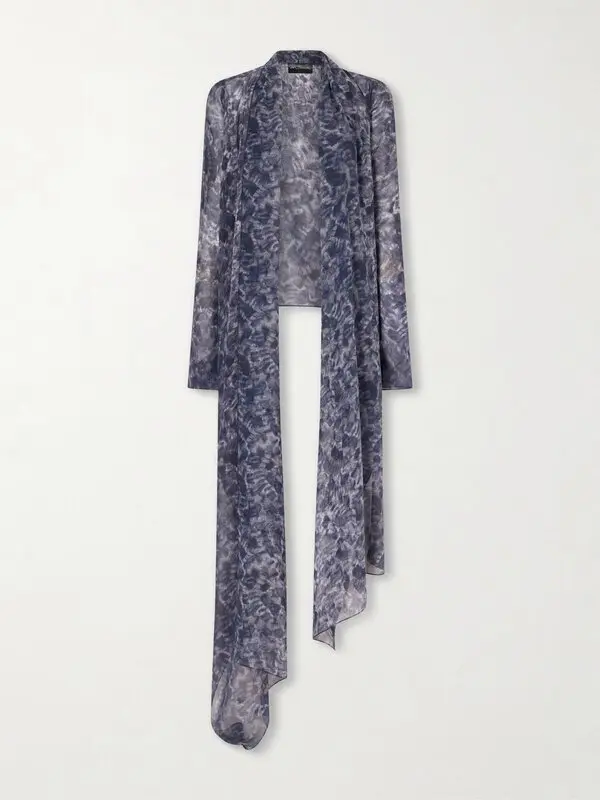 CORTANA Meena Printed Silk-chiffon Blouse - Blue
