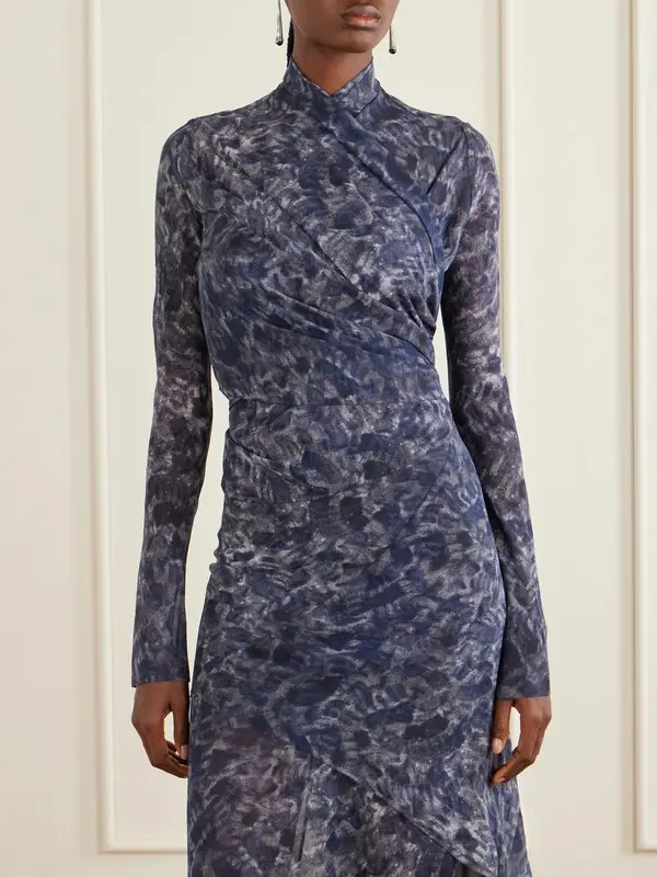 CORTANA Meena' Printed Silk-chiffon Blouse - Blue