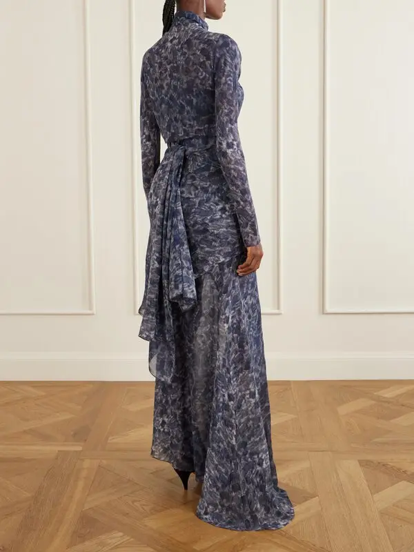 CORTANA Meena' Printed Silk-chiffon Blouse - Blue