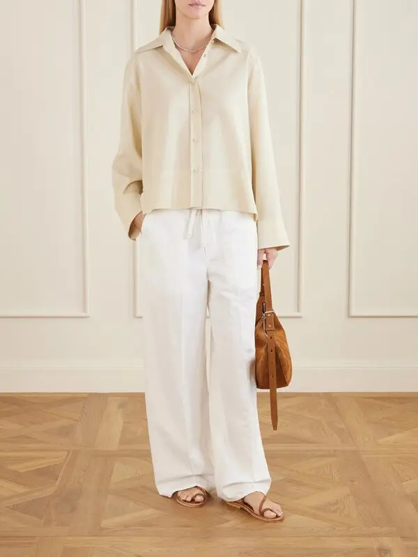 Citizens Of Humanity Aurora Cotton And Linen-blend Wide-leg Pants - White