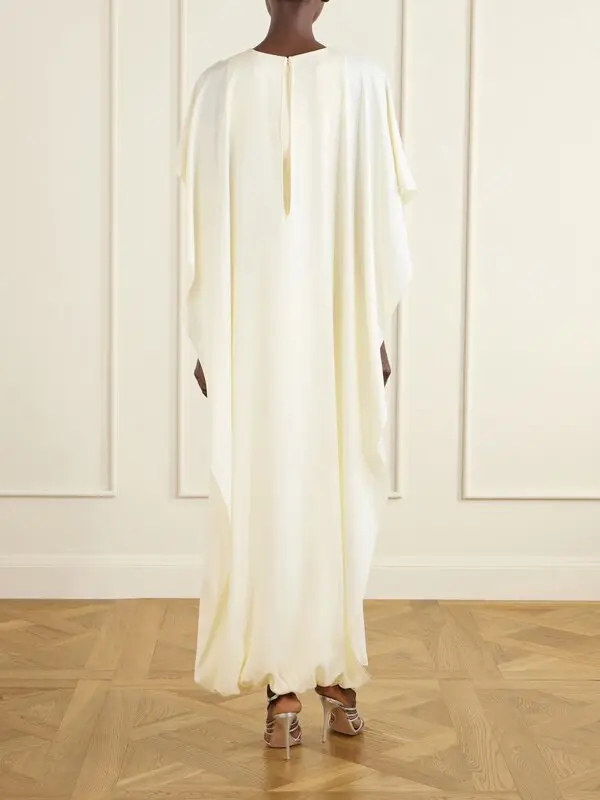 Brandon Maxwell Draped Embellished Crepe Midi Dress - Neutrals
