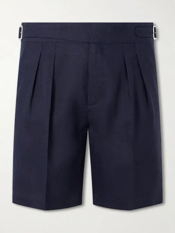 Mr P. Straight-leg Pleated Linen Bermuda Shorts