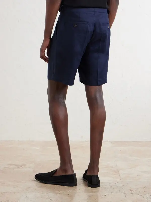 Mr P. Straight-leg Pleated Linen Bermuda Shorts