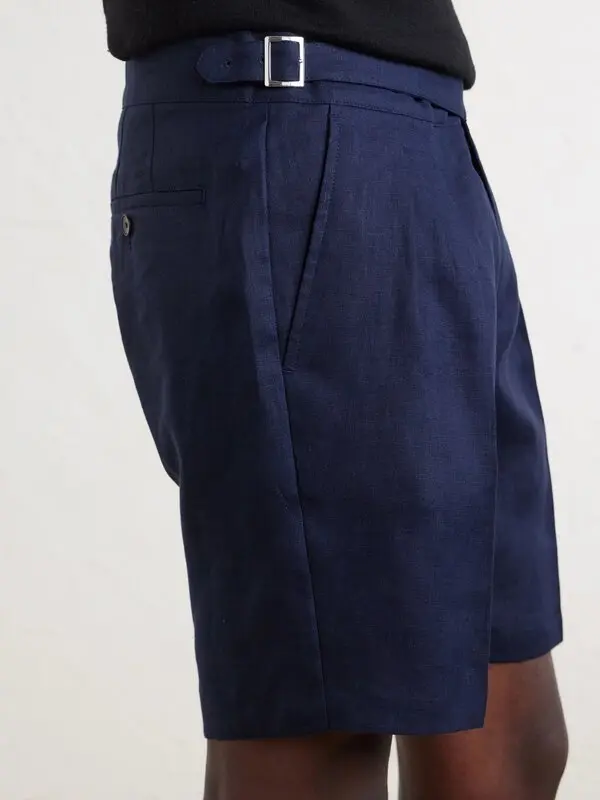 Mr P. Straight-leg Pleated Linen Bermuda Shorts