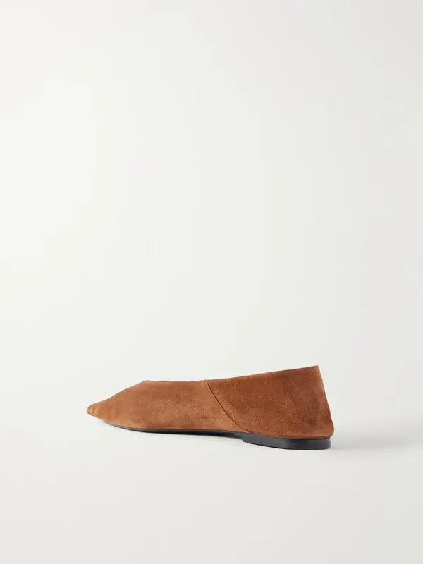 Saint Laurent Suede Pointed Toe Ballet Flats