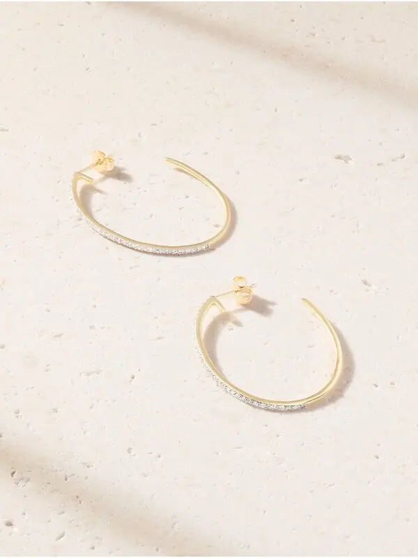 STONE AND STRAND Rhodium-plated 10-karat Diamond Hoop Earrings - Gold