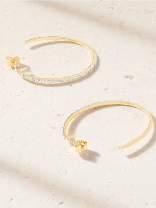 STONE AND STRAND Rhodium-plated 10-karat Hoop Earrings
