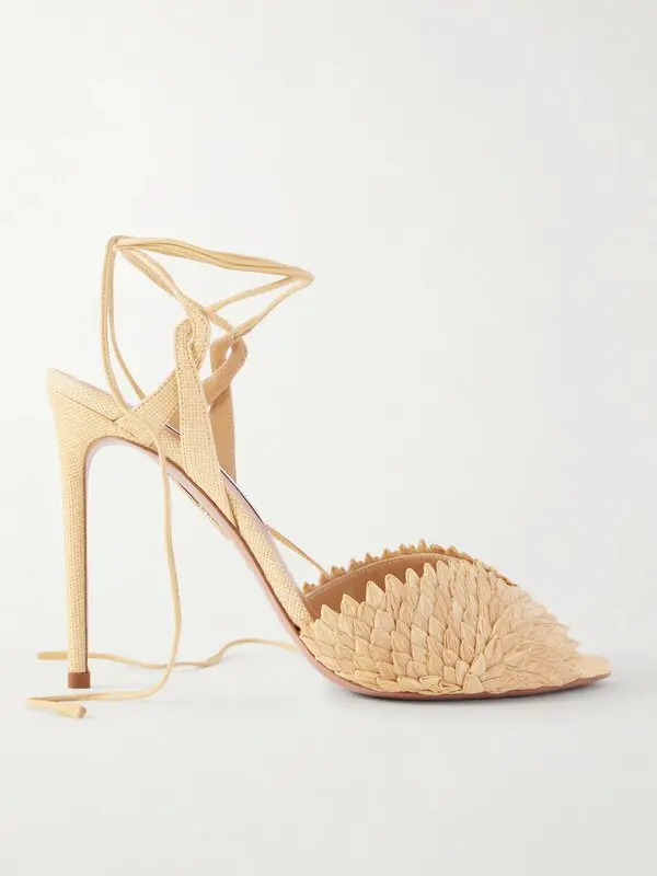 AQUAZZURA Raffia Sandals - Neutrals
