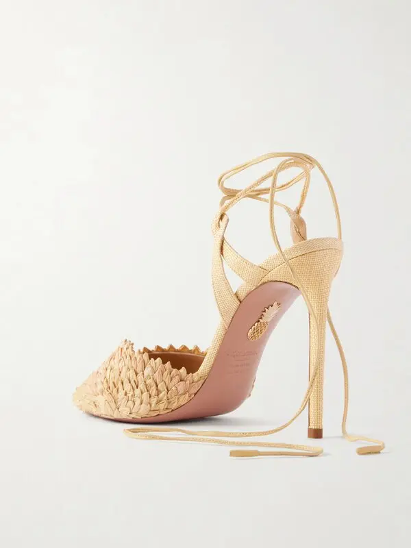 AQUAZZURA Rio Flirt 105 Raffia Sandals - Neutrals
