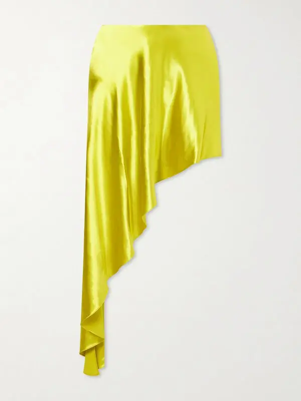 Alaïa Asymmetric Satin Midi Skirt - Green