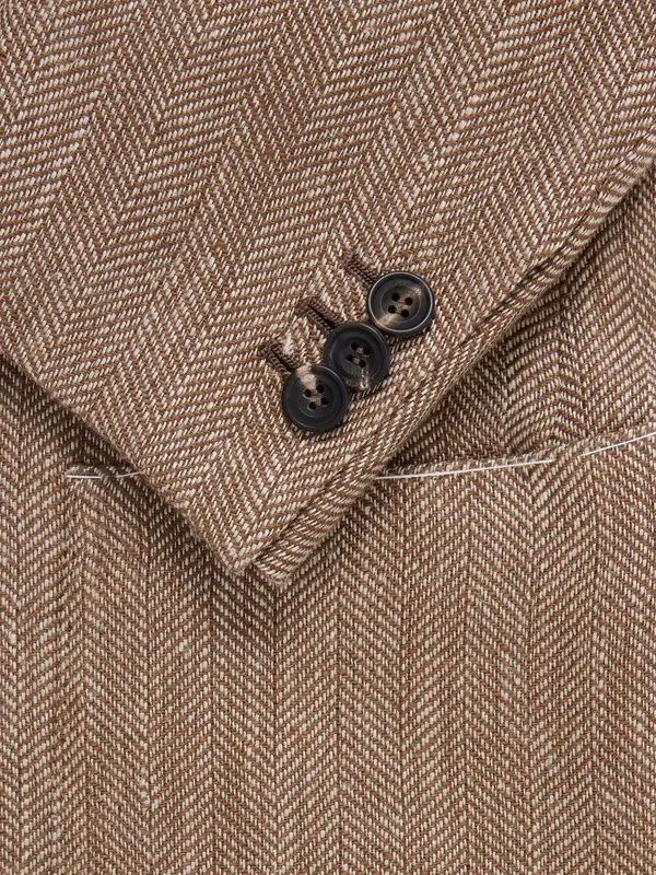 J. MUESER Herrinbone Linen Blazer - Brown