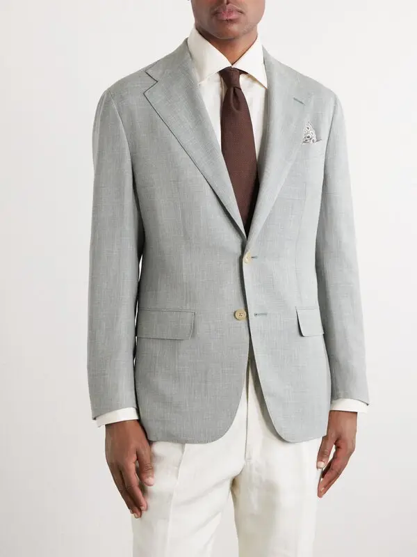 Thom Sweeney Wool, Silk And Linen-blend Blazer - Green