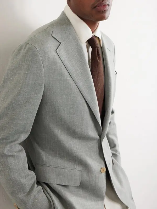 Thom Sweeney Wool, Silk And Linen-blend Blazer - Green