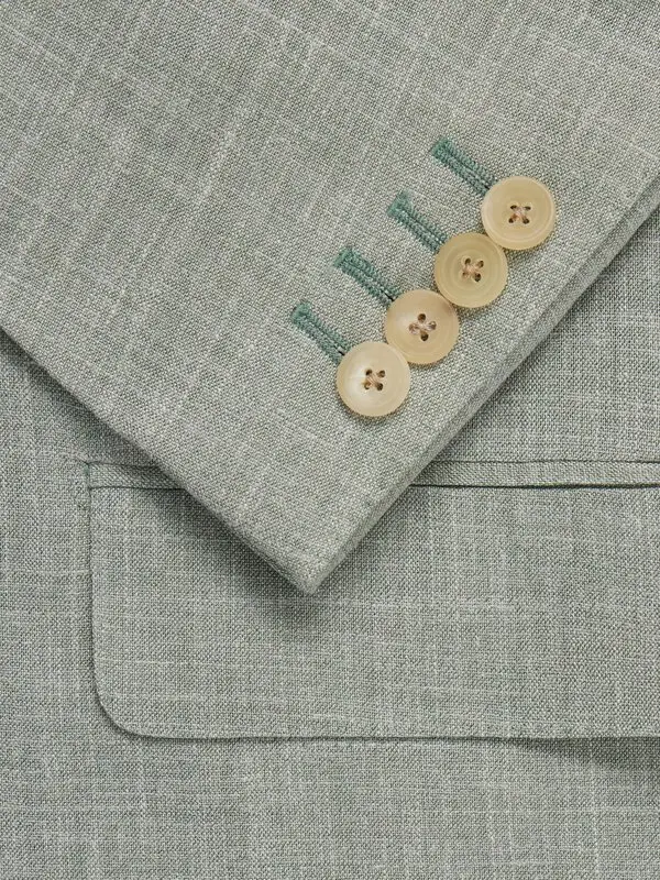 Thom Sweeney Wool, Silk And Linen-blend Blazer - Green