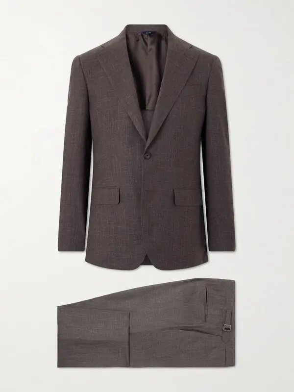 Thom Sweeney Wool, Linen And Silk-blend Suit - Brown
